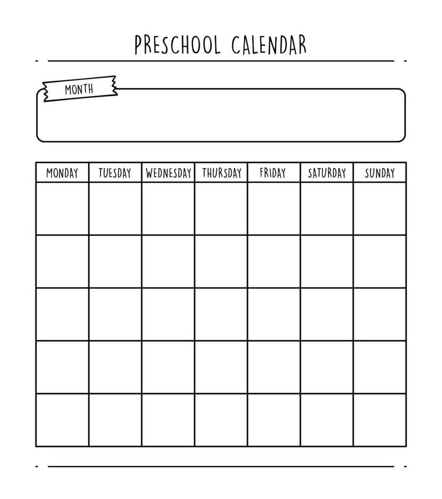 Free Printable Preschool Calendar Template: Organize Your Child's ...