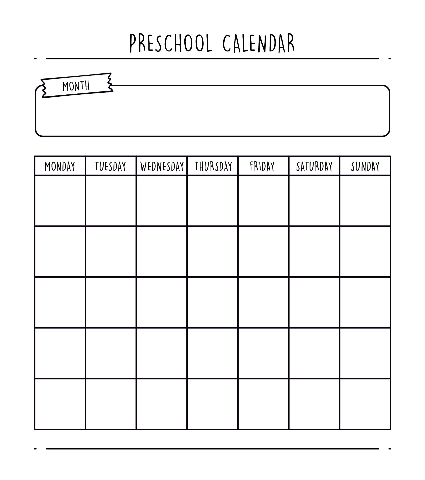 Free Printable Preschool Calendar Template: Organize Your Child's ...